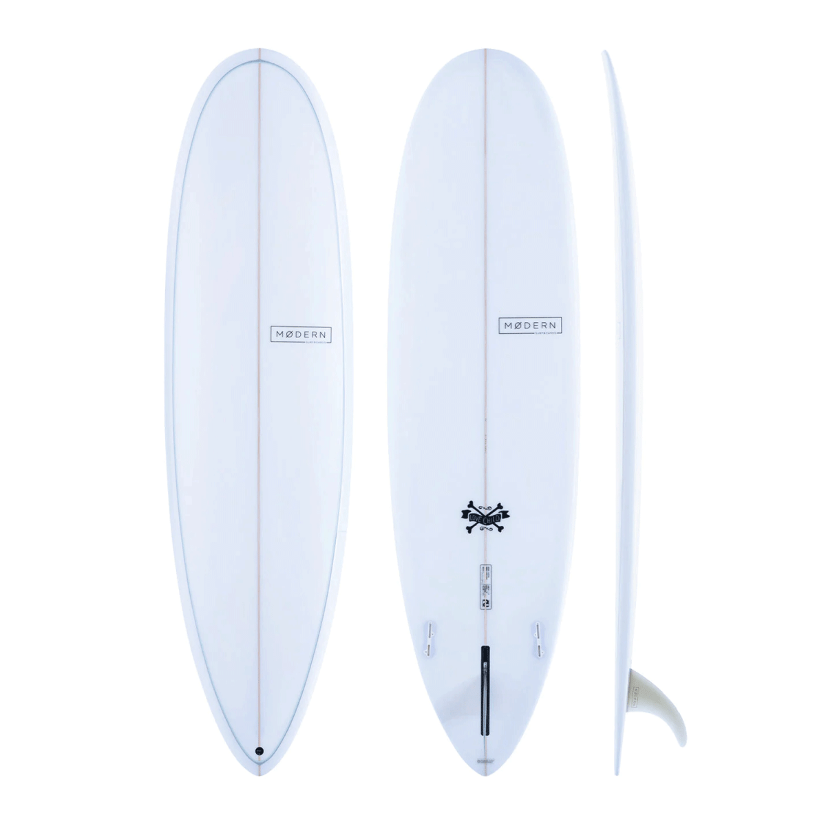 Modern Love Child PU Surfboard Grey with Sky Blue Pinlines 7'6 ...