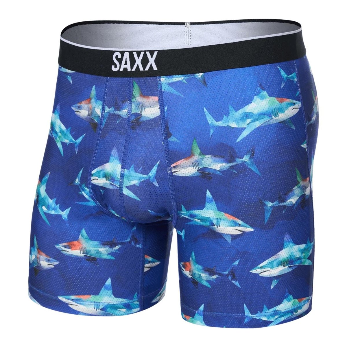 SAXX Men's Volt Breathable Mesh Boxer Brief Shattered Sharks/Blue ...