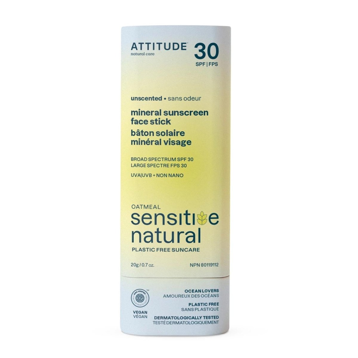 Attitude Sunly Mineral SPF30 Sensitive Skin Face Sunscreen Stick - Uns ...