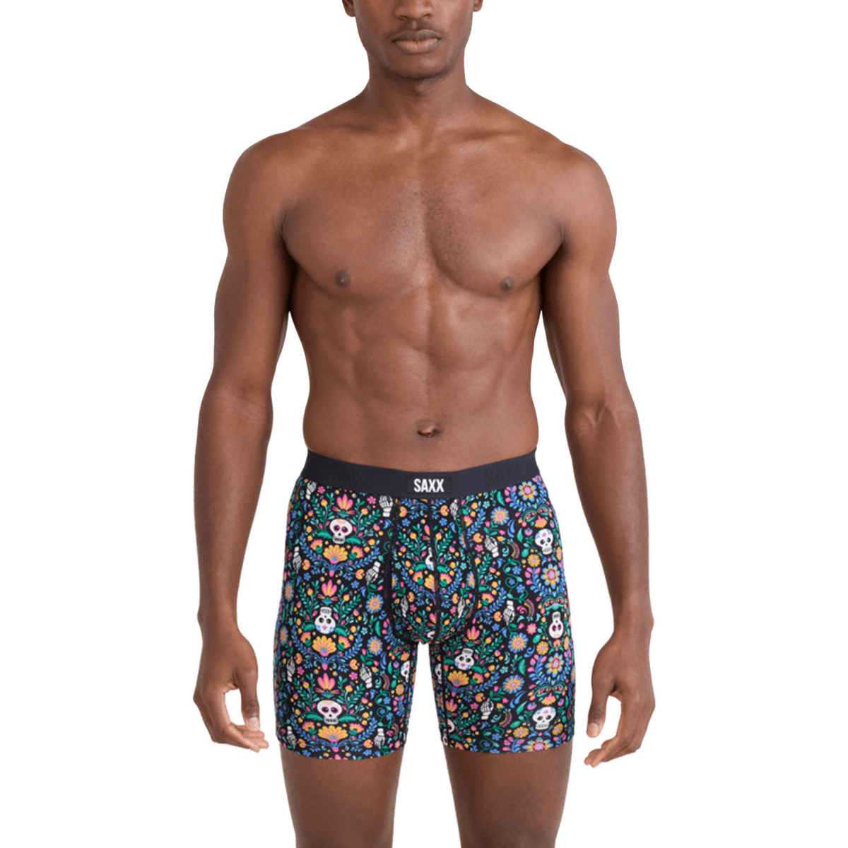 Saxx Men's Vibe Xtra Soft Comfort Boxer Brief Fly Skull Garden-Multi ...