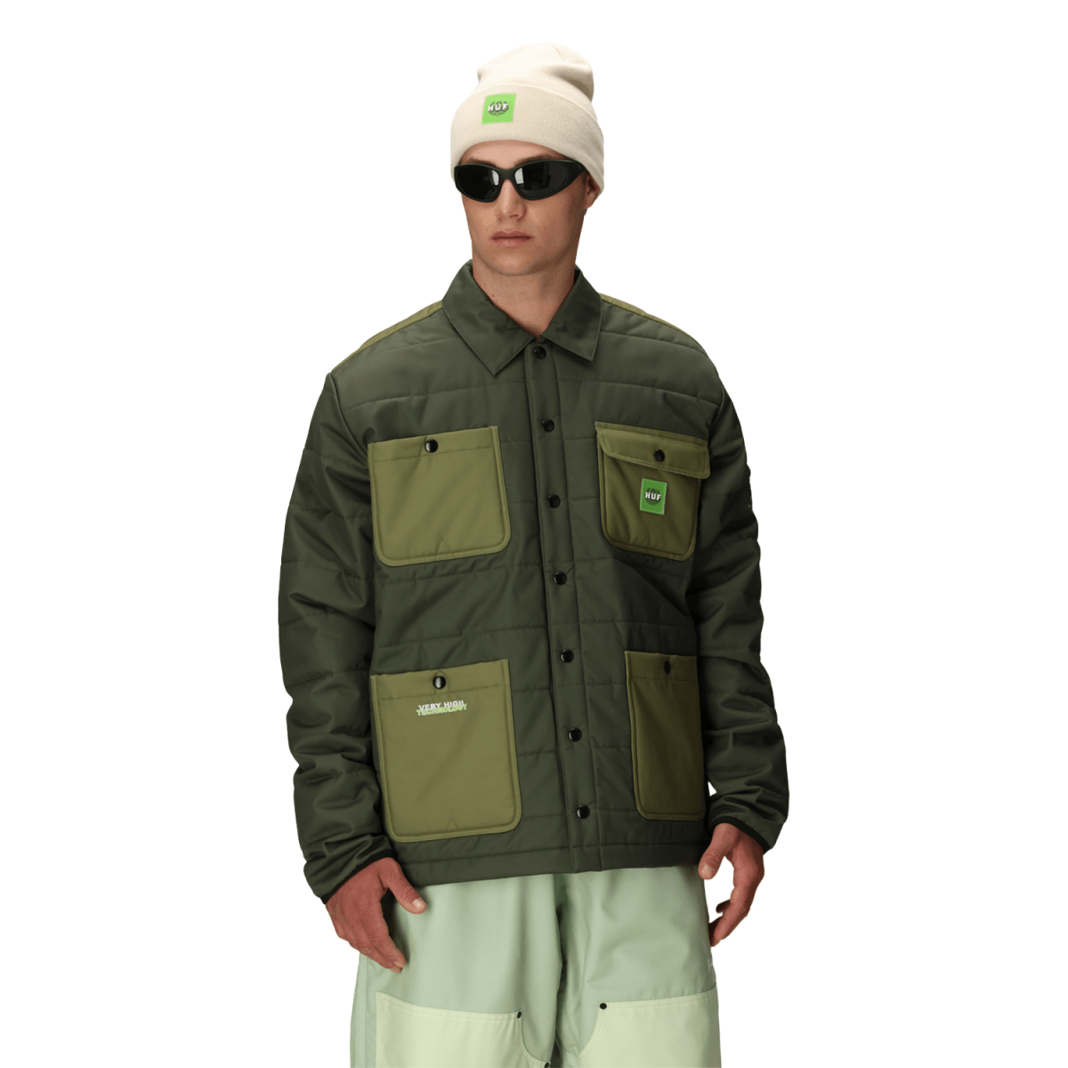 686 Huf Men's Puffer Insulated Jacket 2026 Green Colorblock – Pacific ...